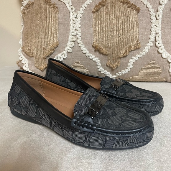 Coach | Shoes | Coach Loafer With Signature Logo In Charcoal And Black ...